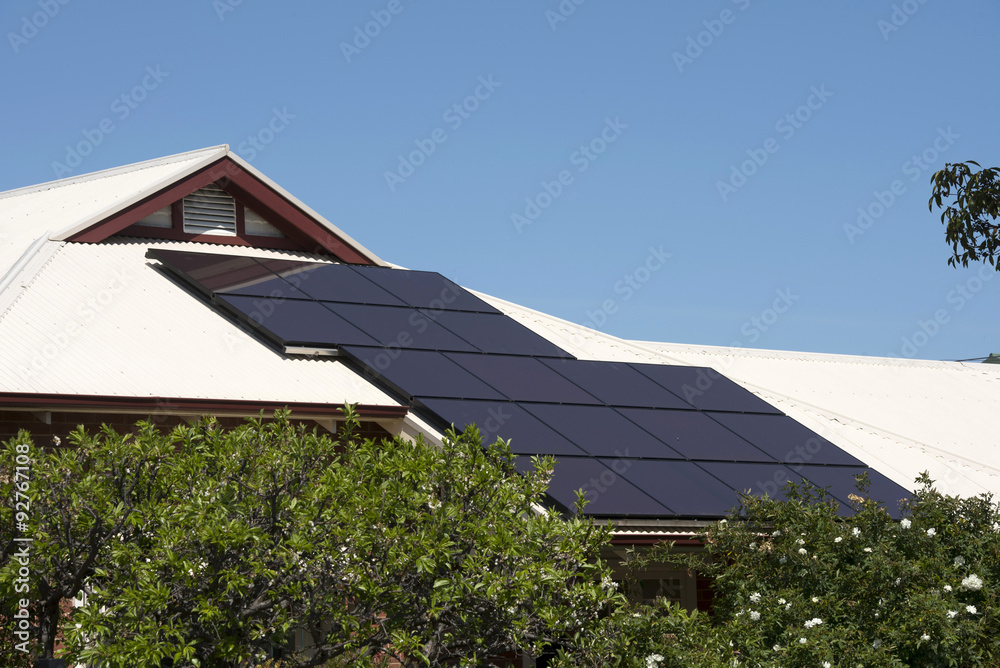 Solar panels on Australian rooftop Stock Photo | Adobe Stock