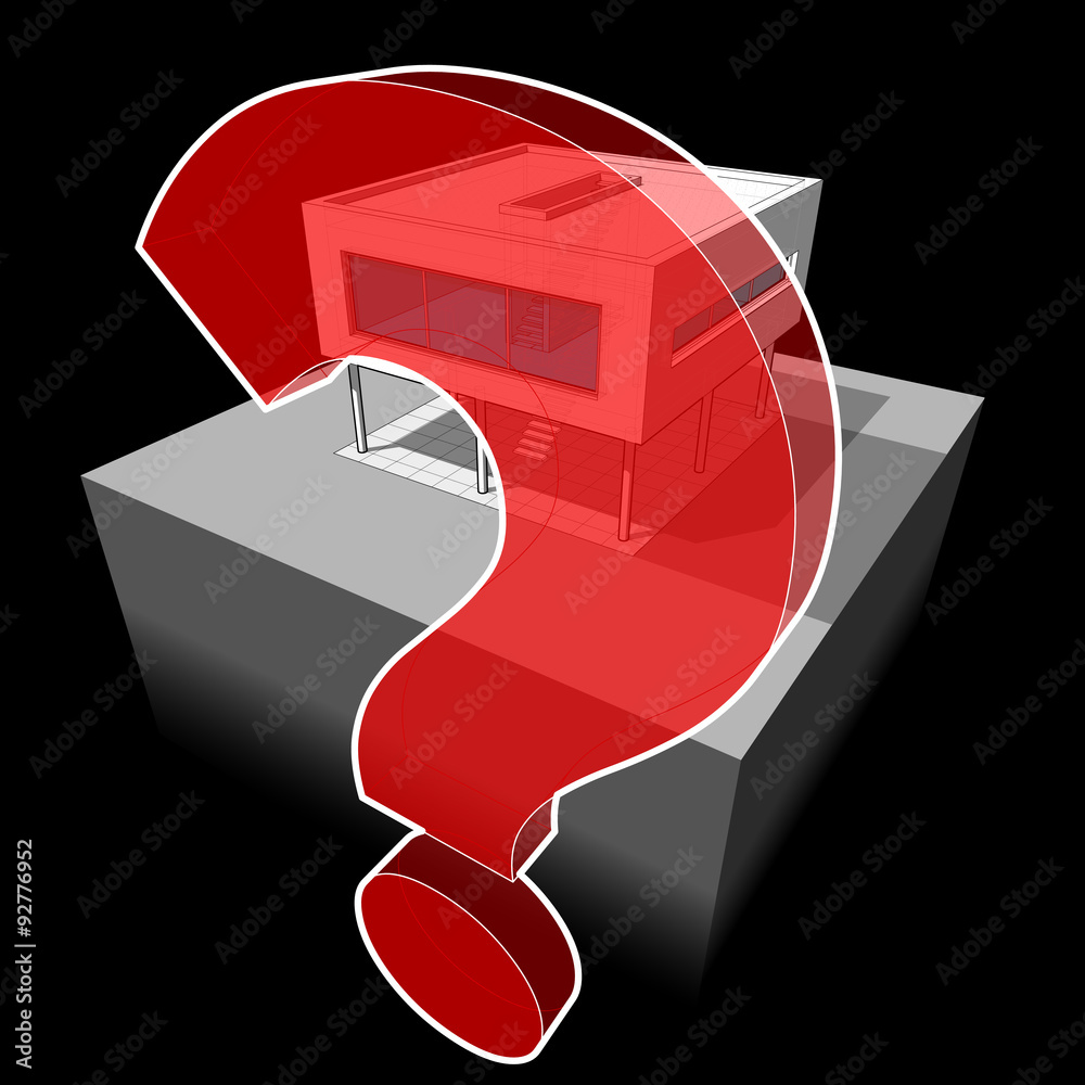 diagram of a modern house and question mark Stock Vector | Adobe Stock