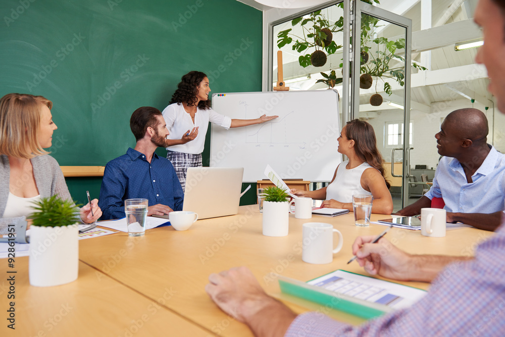 businesswoman presenting productivity chart Stock Photo | Adobe Stock