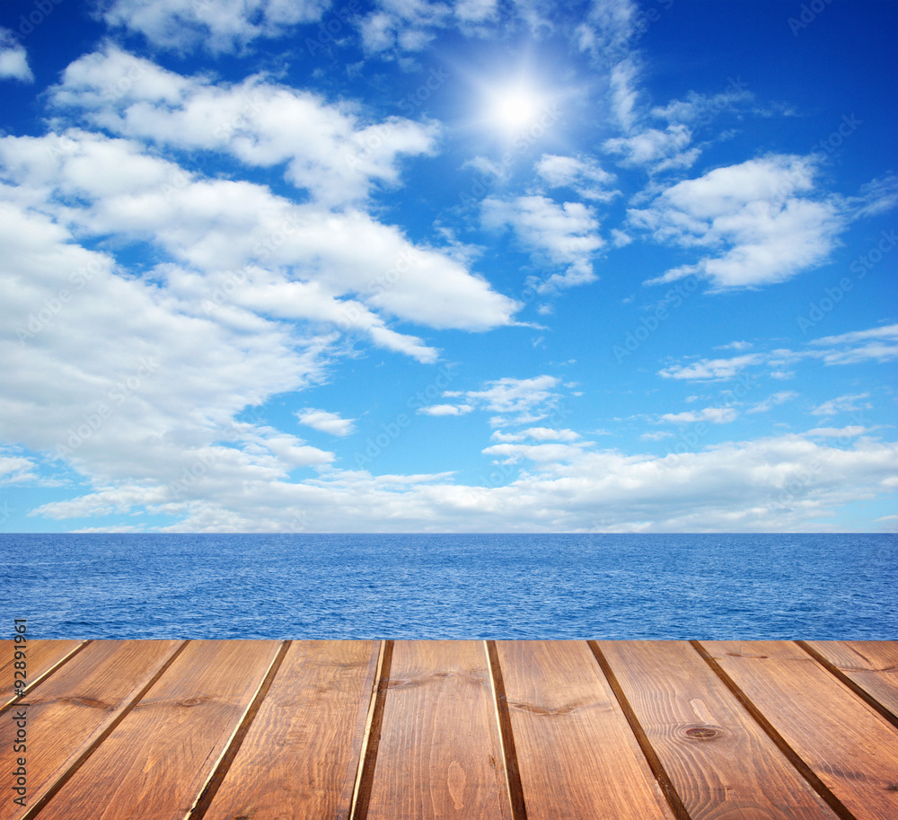 sea and wooden platform Stock Photo | Adobe Stock