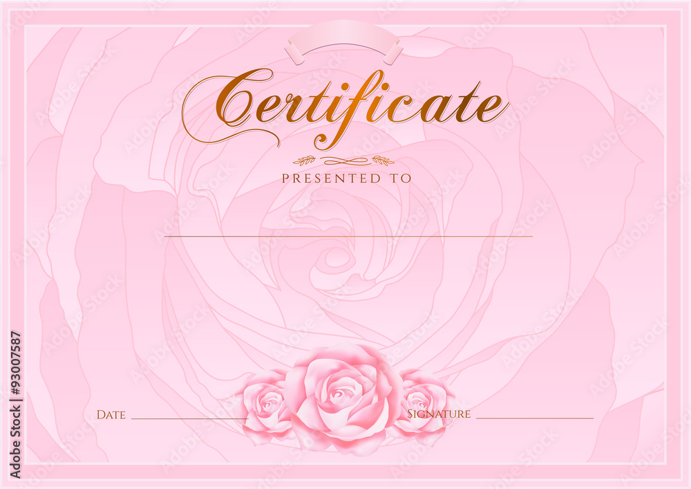 certificate template pink