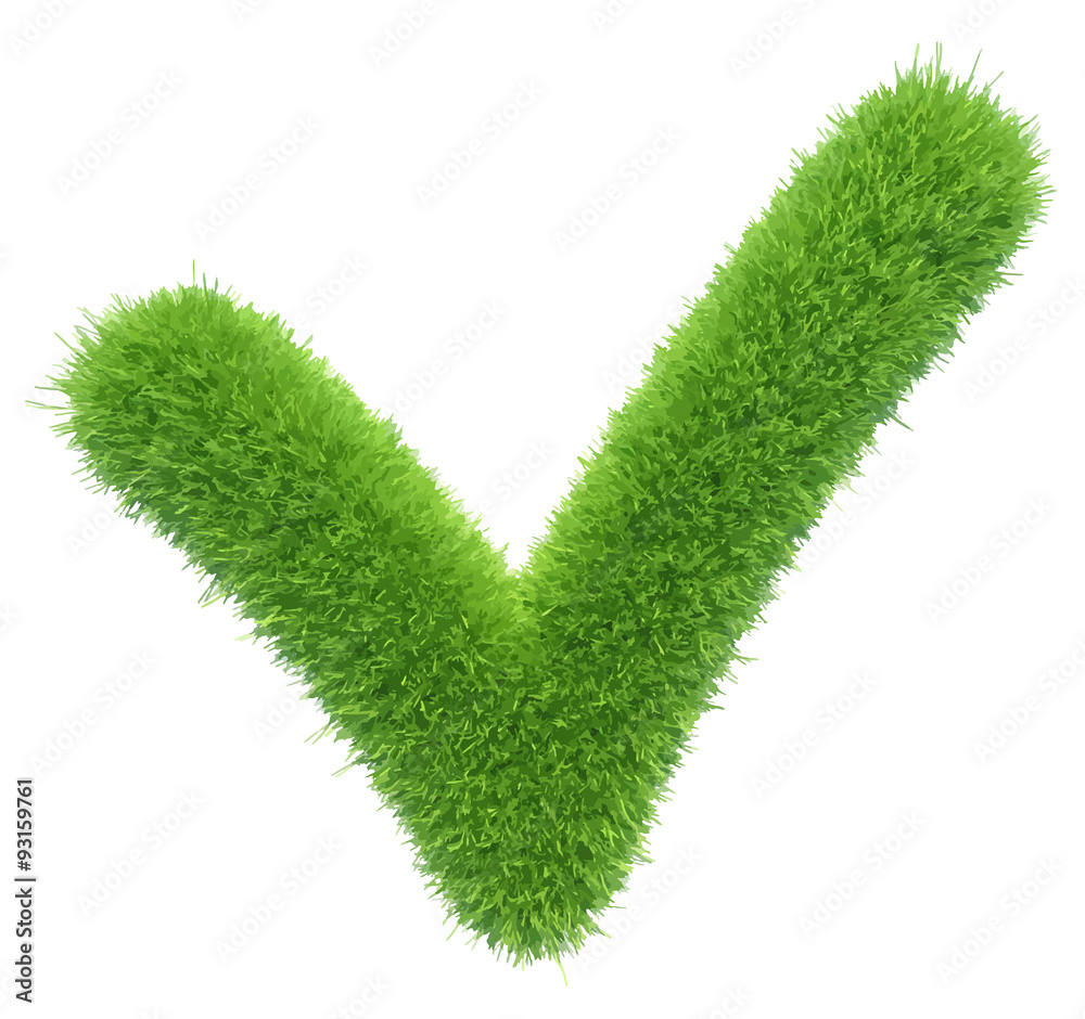 Vector green grass checkmark Stock Vector | Adobe Stock