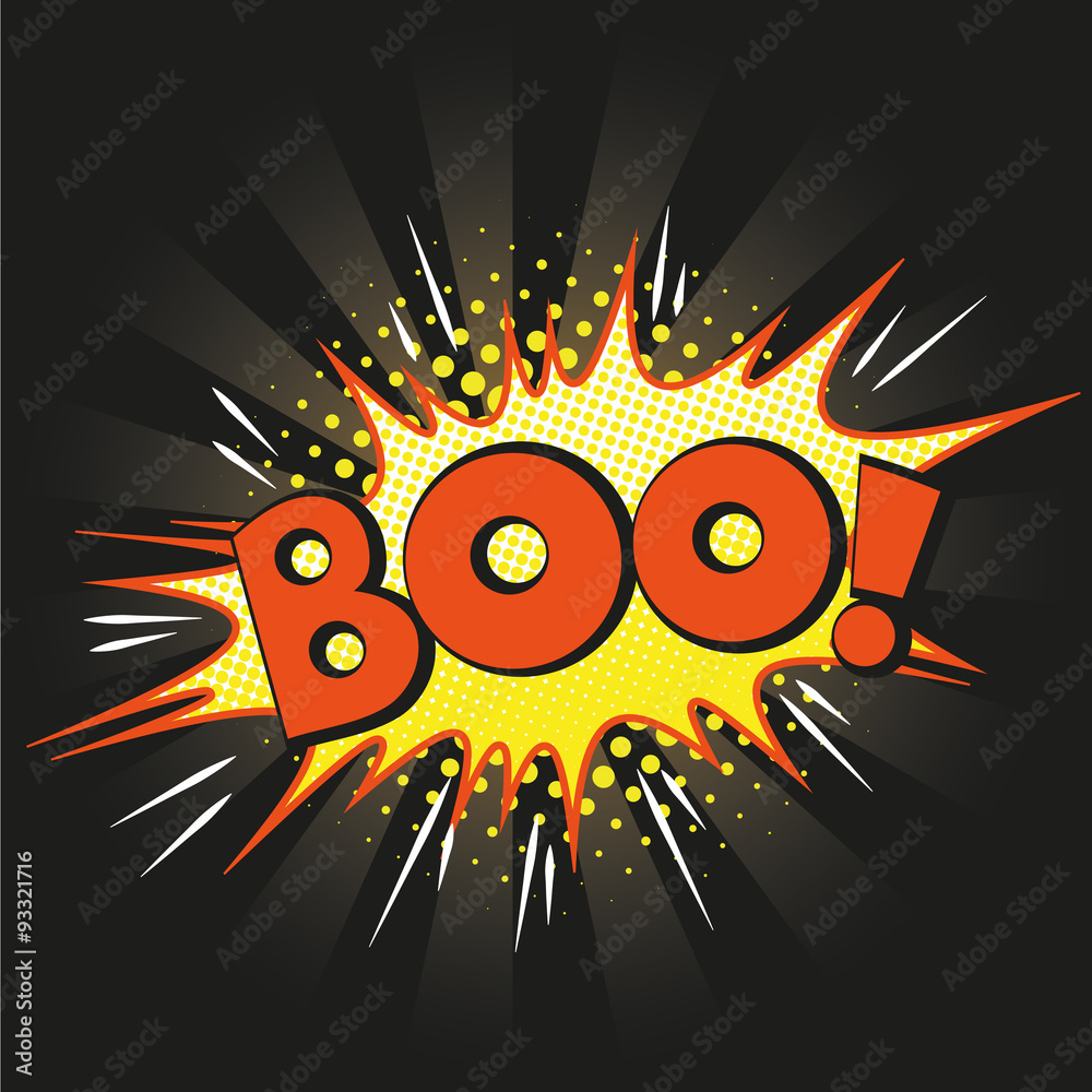 Boo, pop art style Halloween card Stock Vector | Adobe Stock