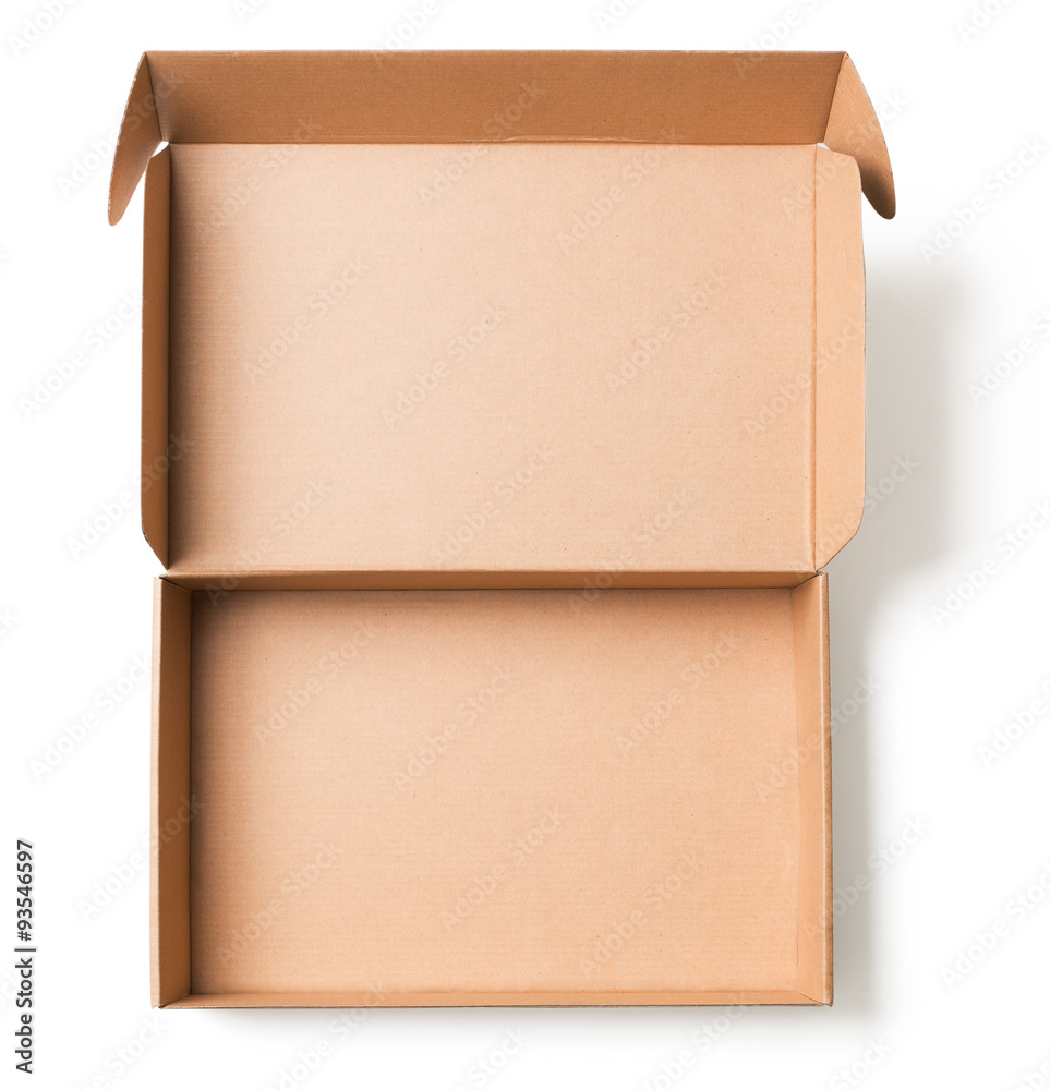 Open cardboard box top view isolated Stock Photo | Adobe Stock