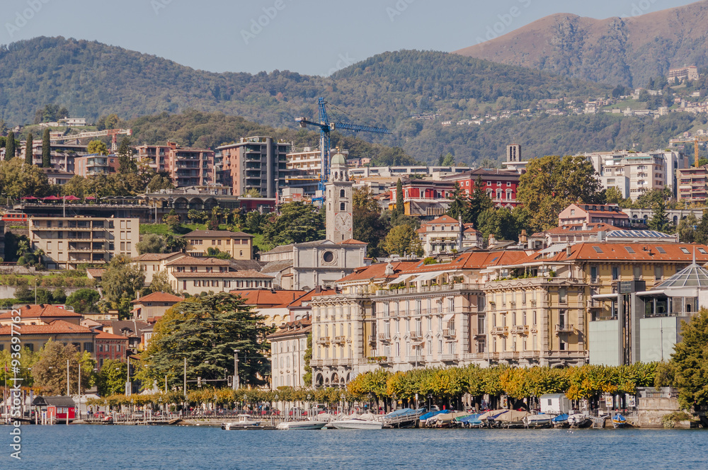 Lugano, Stadt, Altstadt, Seeufer, Uferweg, Uferpromenade, Park, Lago di ...