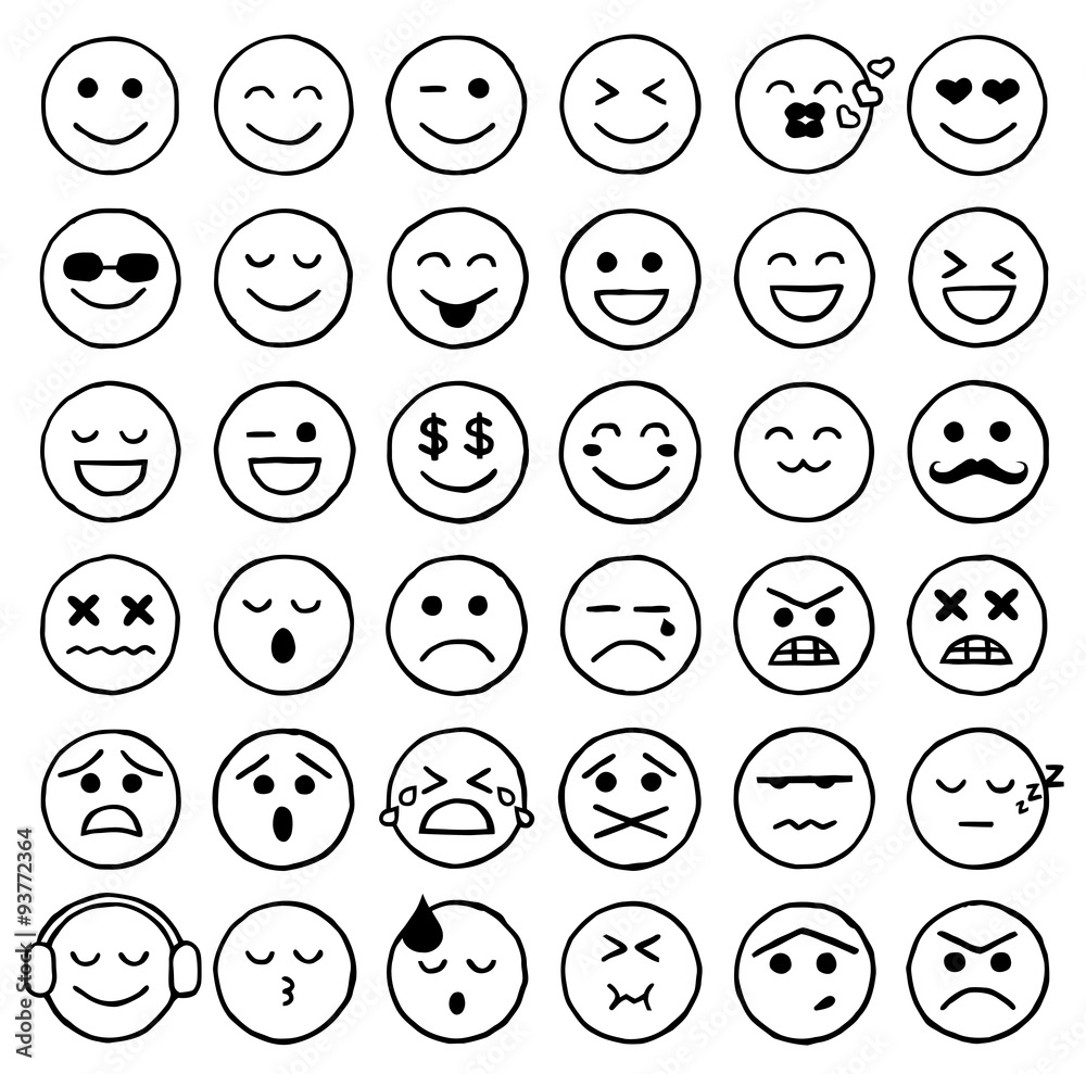 Smiley Icons, Emoticons, Facial Expressions, Internet Stock Vector ...