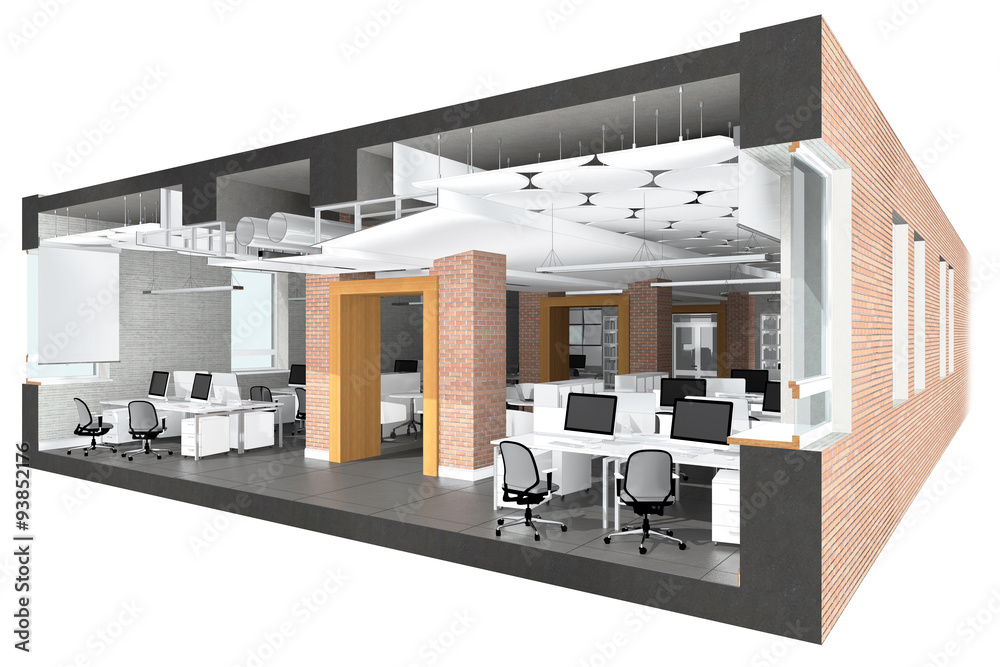 Cross section of the office space Stock Illustration | Adobe Stock
