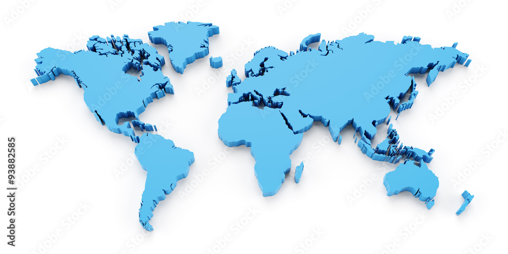 Detail world map, 3d render Stock Illustration | Adobe Stock