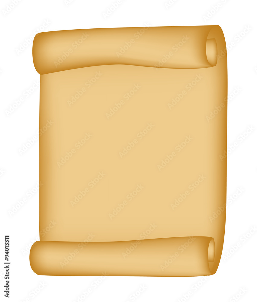 Paper scroll vector isolated on white background. Empty parchment rolled up scroll, old paper ...