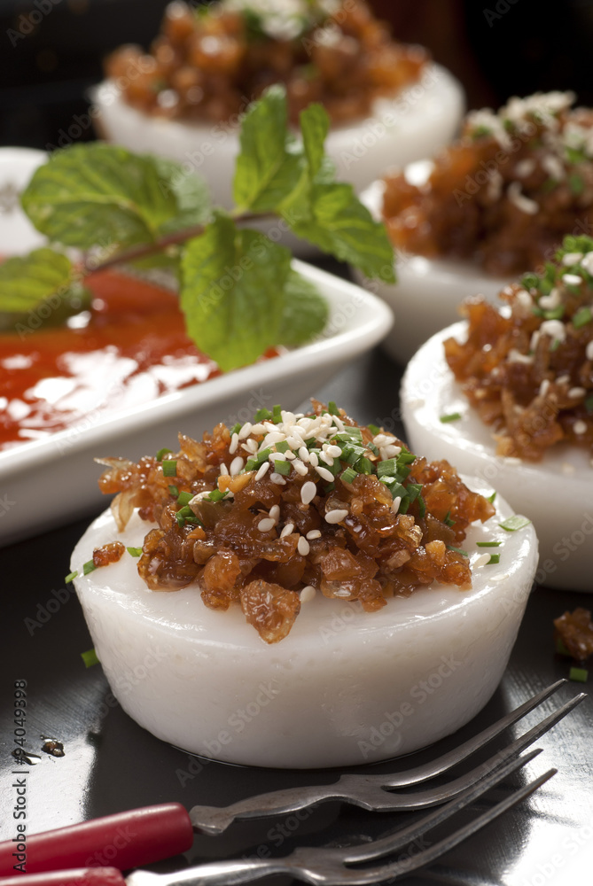 Salty Chwee Kuih also known as Chinese Rice Water Cakes Stock Photo ...