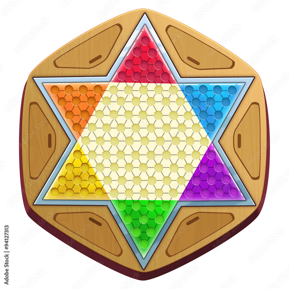 Illustration: Checkerboard of Chinese Checker. With Marble Container ...