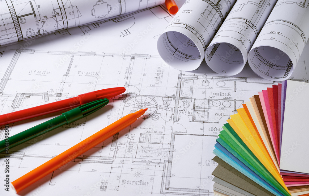 Architecture plans Stock Photo | Adobe Stock