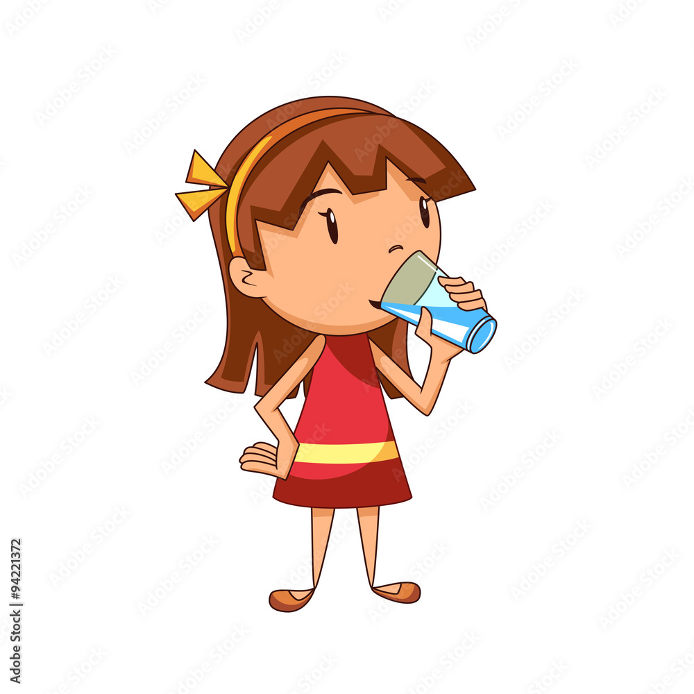 Girl drinking water Stock Vector | Adobe Stock