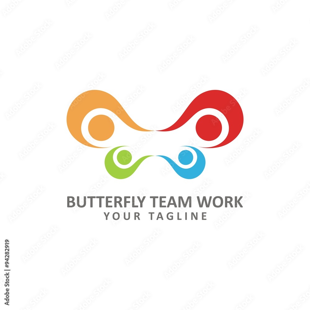 Butterfly Team Work Logo - Vector - Illustration Stock Vector | Adobe Stock