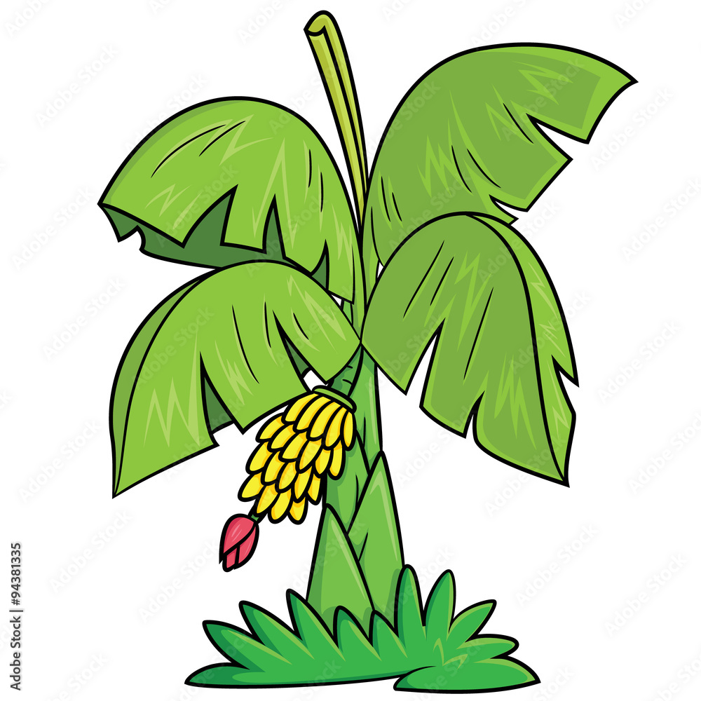 Banana Tree Cartoon Illustration of cute cartoon banana tree. Stock ...