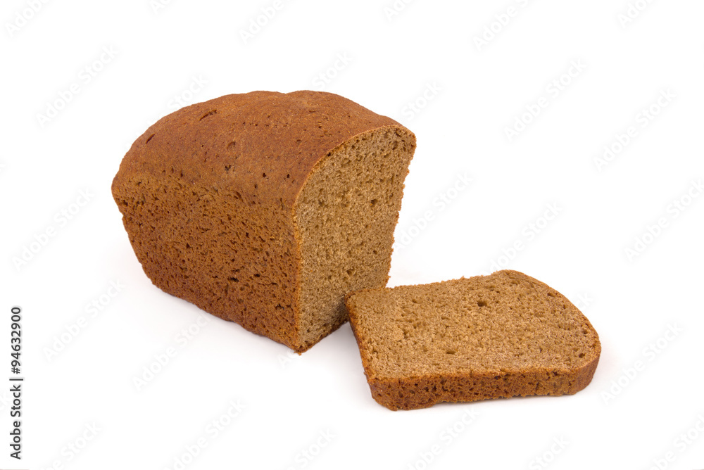 Loaf of russian brown bread over white background Stock Photo | Adobe Stock