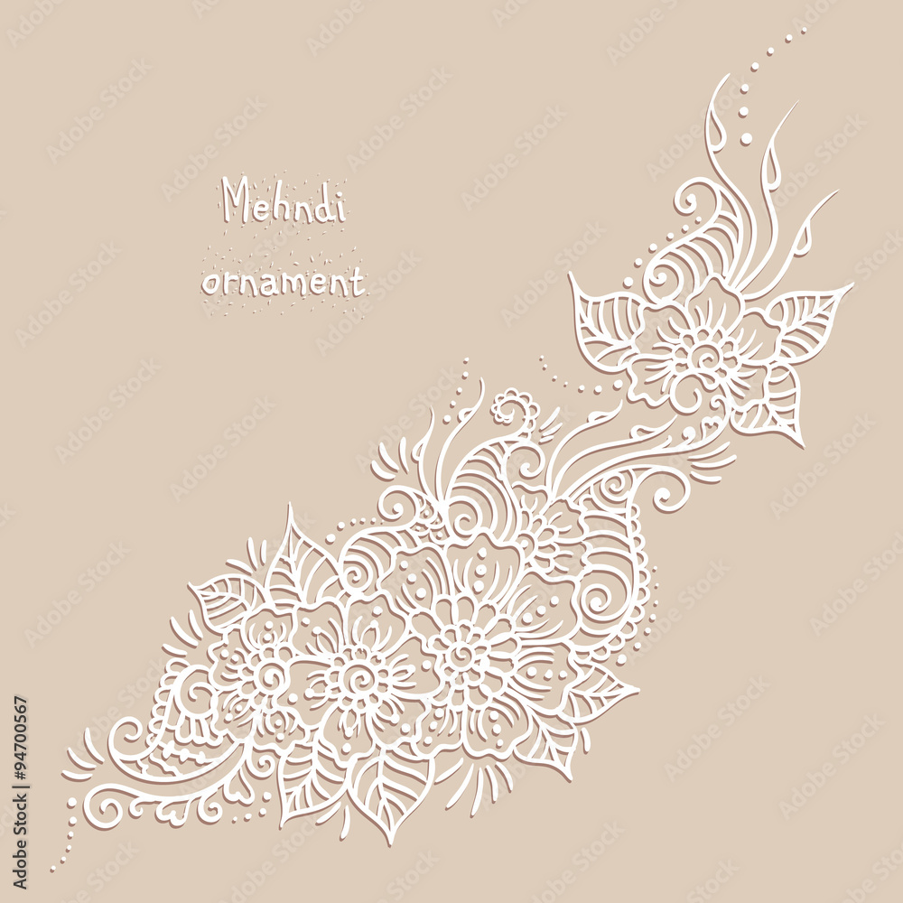 Vector ethnic mehndi pattern. Template for mehndi ornament. Hand drawn ...