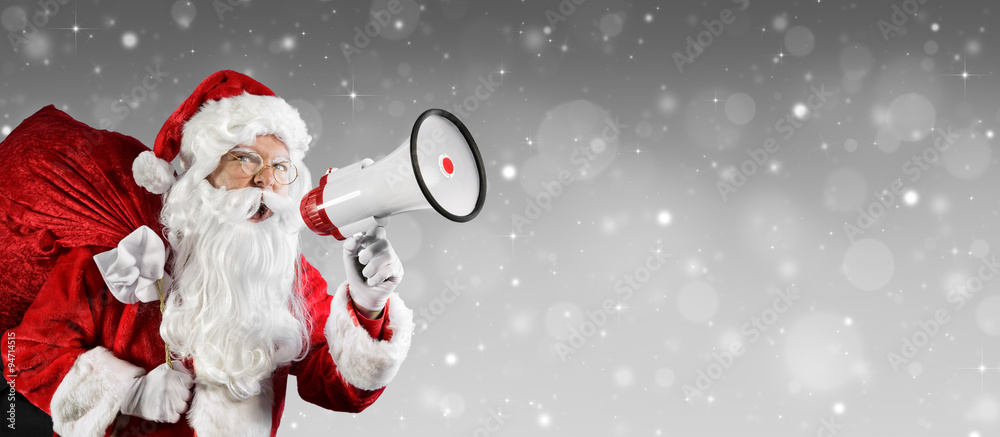 Santa Claus Talking With Megaphone Stock Photo | Adobe Stock