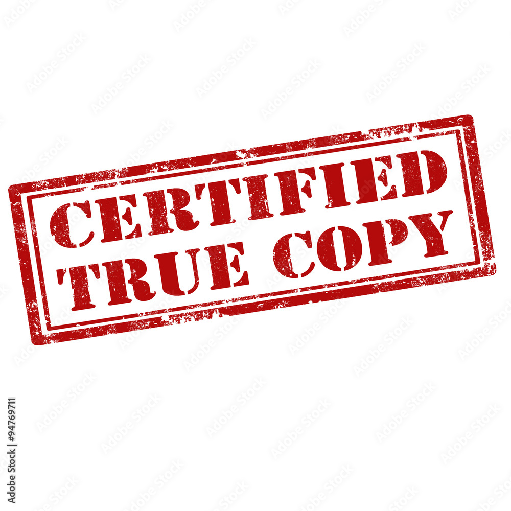 Certified True Copy Stock Vector | Adobe Stock