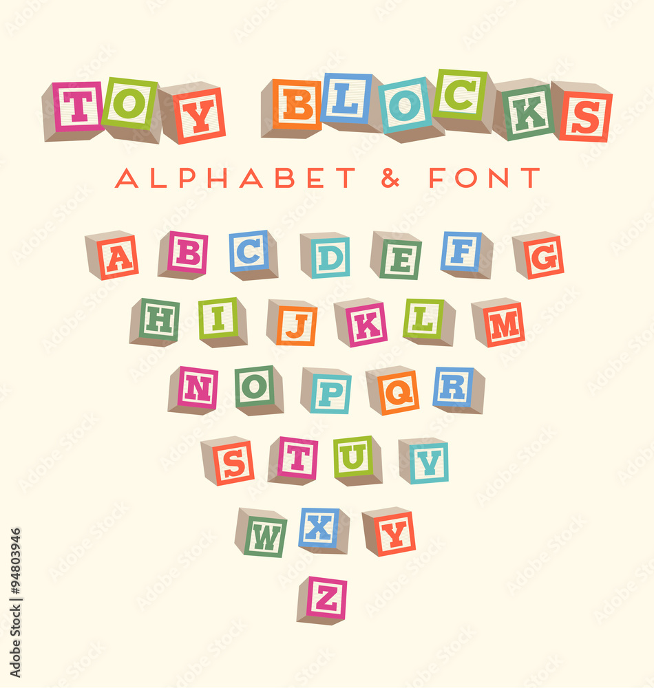 alphabet blocks baby blocks font Stock Vector | Adobe Stock