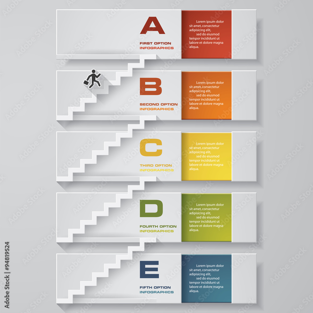 abstract business chart. 5 Steps from lower to upper steps. diagram ...
