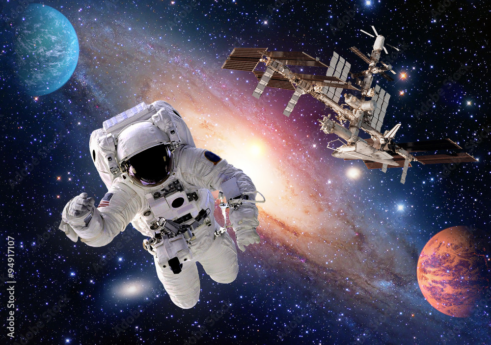 Astronaut spaceman suit people planet outer space shuttle station ...