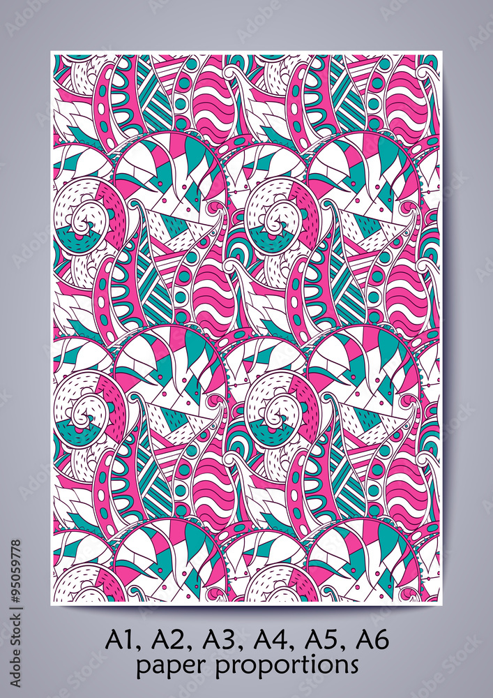 A1, A2, A3, A4, A5, A6 ISO paper proportions. Tracery calming pattern ...