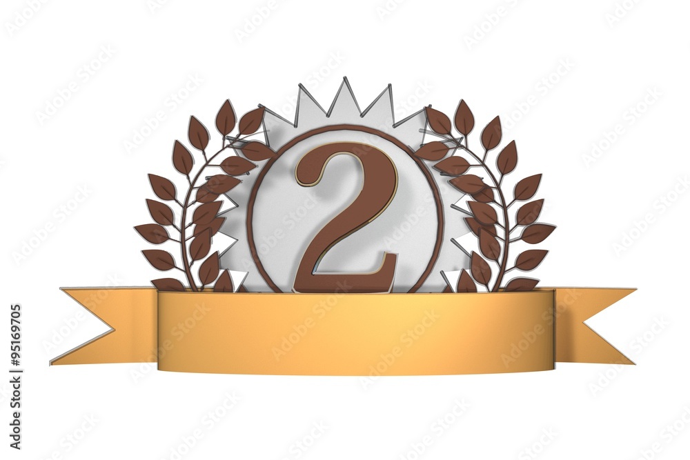 De tweede plaats, medaille met cijfer 2 Stock Illustration | Adobe Stock