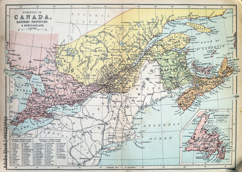 Map of Eastern Provinces of Canada Stock Photo | Adobe Stock
