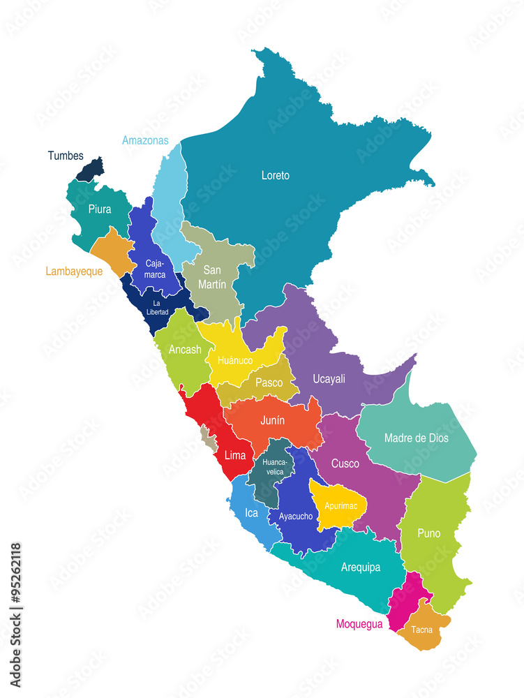 Peru Map Regions Vector Stock Vector Adobe Stock