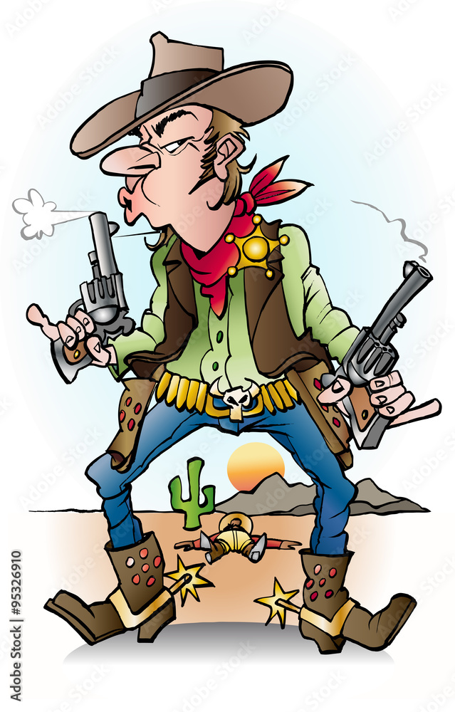 Vector cartoon illustration of a sheriff at work Stock Vector | Adobe Stock