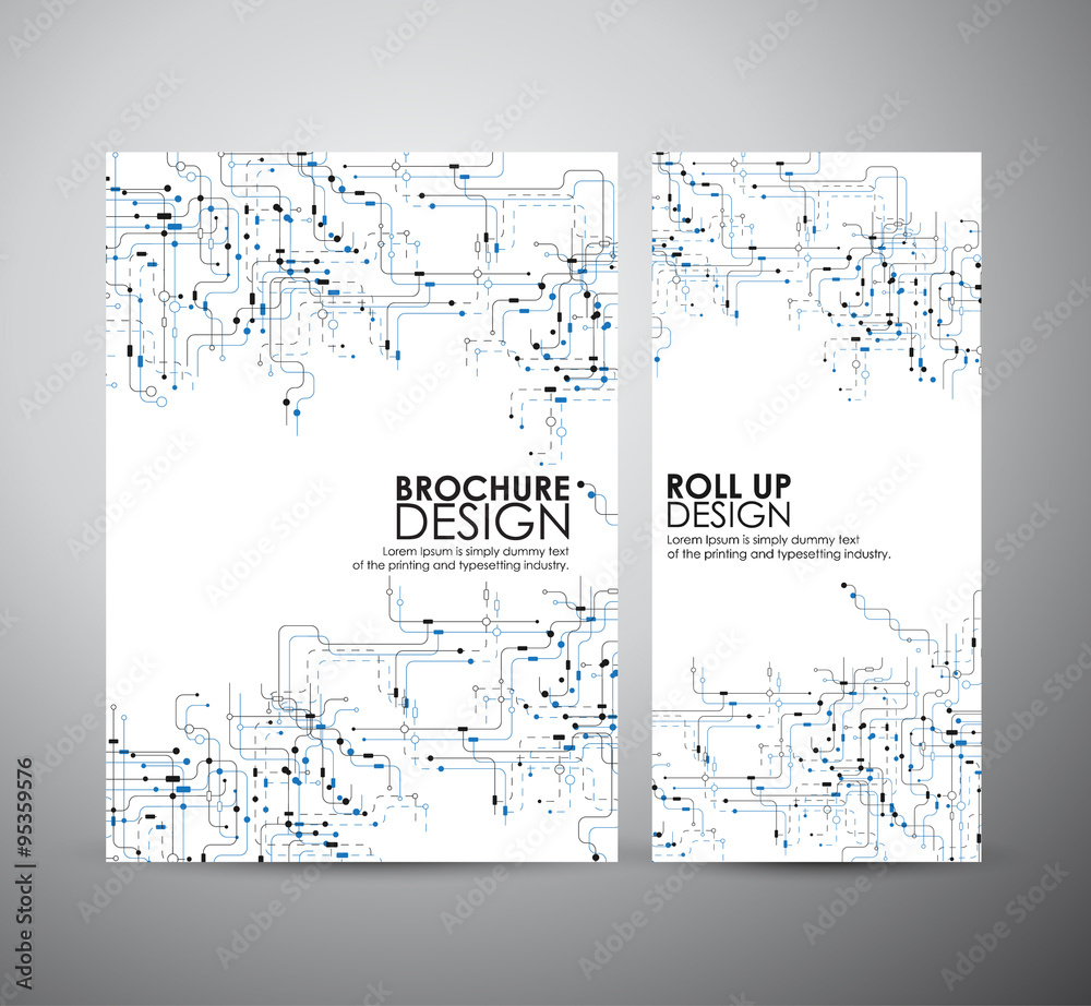 Abstract hi-tech brochure business design template or roll up. Vector ...