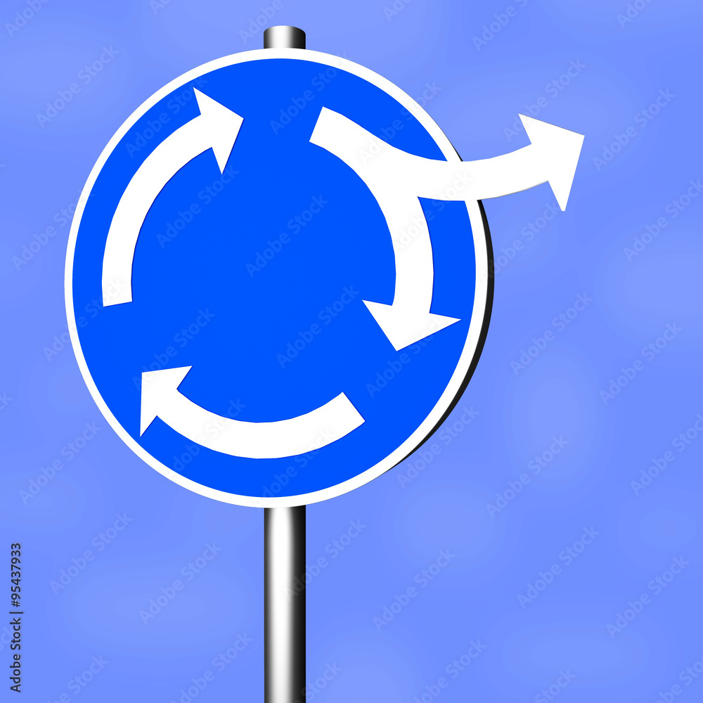 Sign roundabout with direction change Stock Illustration | Adobe Stock