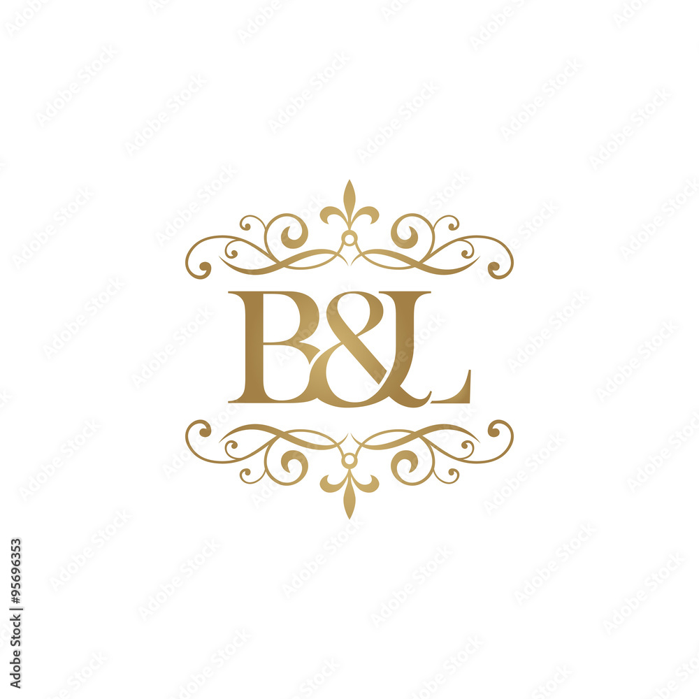 Vector de Stock B&L Initial logo. Ornament ampersand monogram golden ...