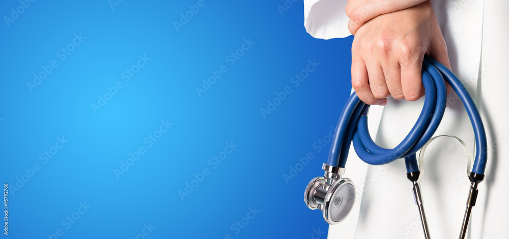 Blue medical background with nurse Stock Photo | Adobe Stock