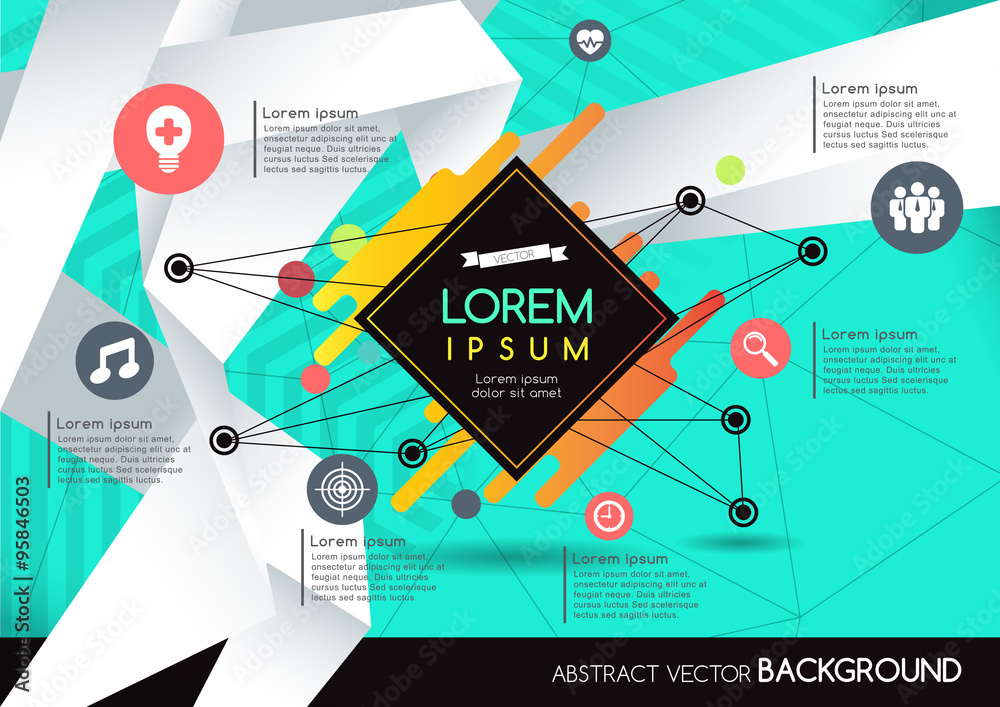 3D abstract background with colorful network and geometric shapes ...