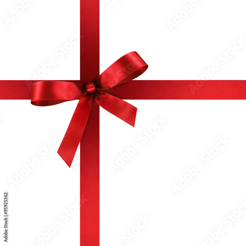 Rote Geschenkschleife und Geschenkband aus rotem Satin - Geschenk ...