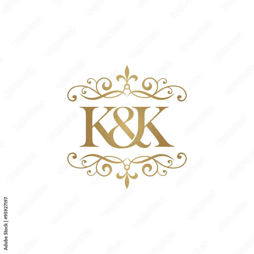 K&K Initial logo. Ornament ampersand monogram golden logo Stock Vector ...