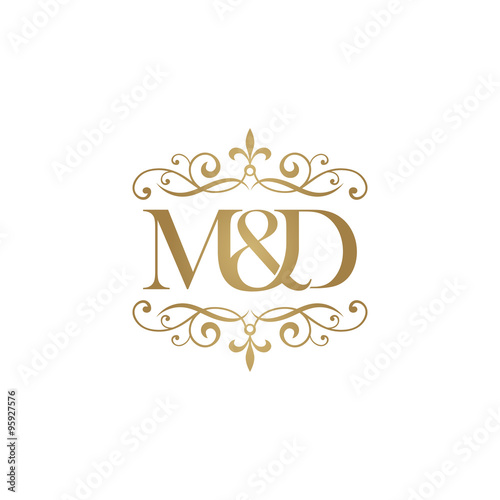 M&D Initial logo. Ornament ampersand monogram golden logo Stock Vector ...