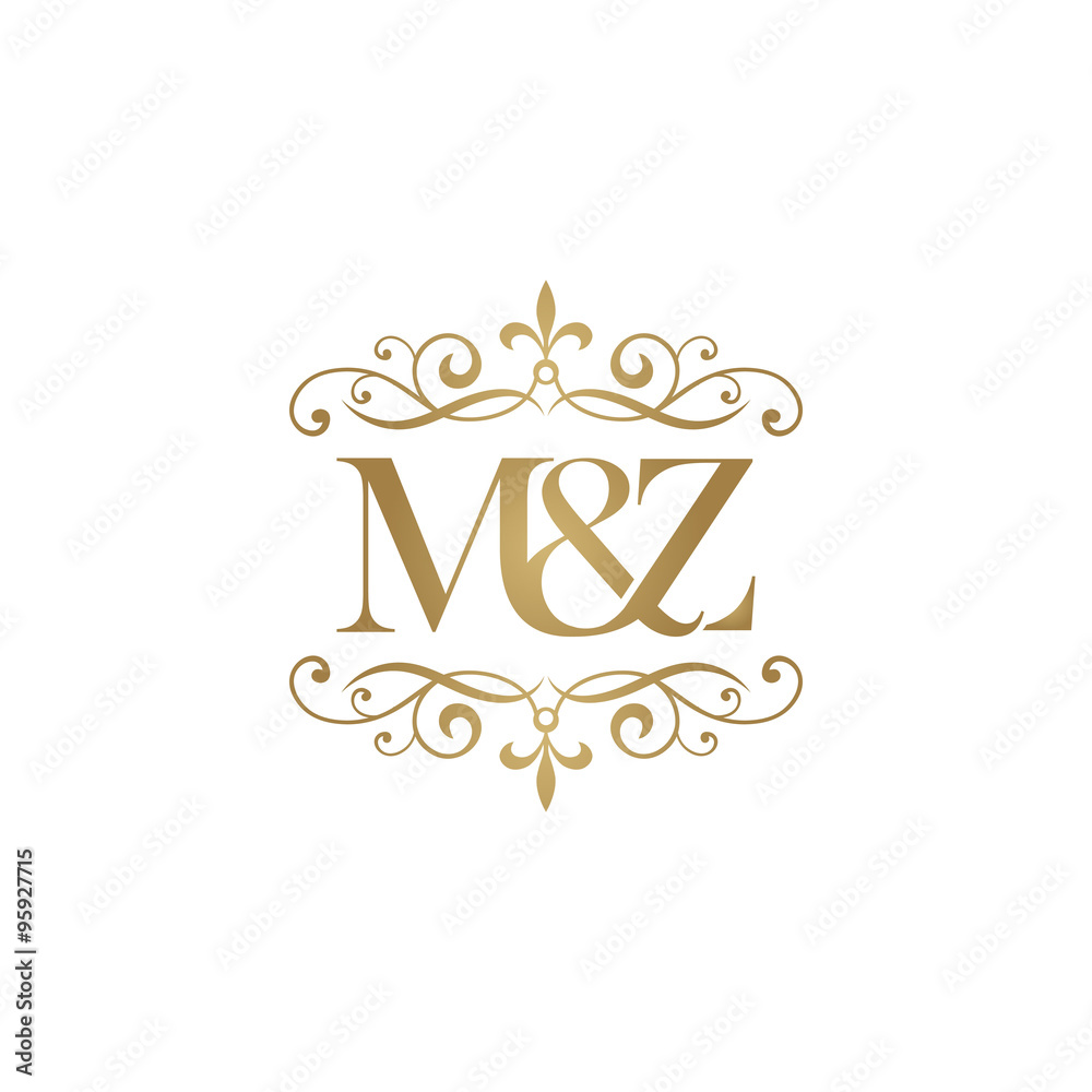 M&Z Initial logo. Ornament ampersand monogram golden logo Stock Vector ...