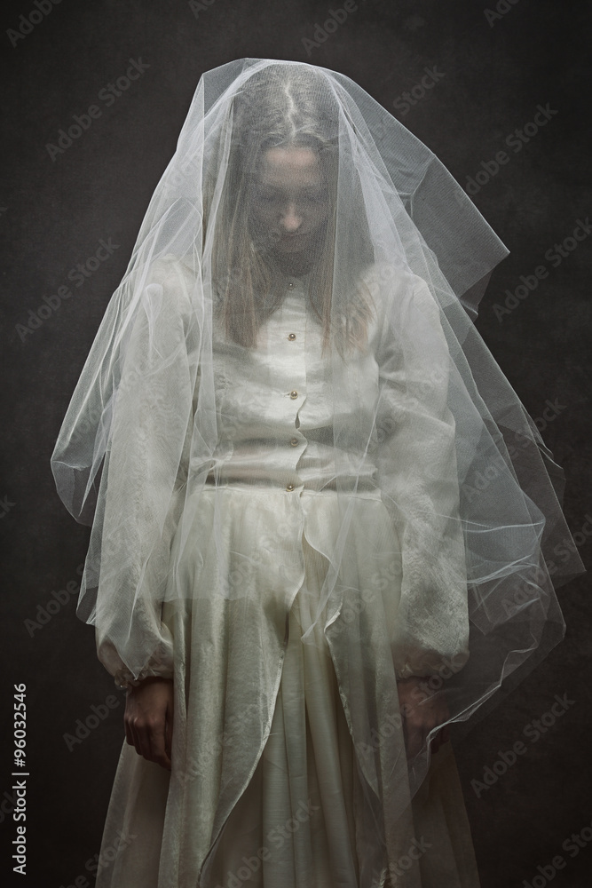 Sad victorian bride Stock Photo | Adobe Stock