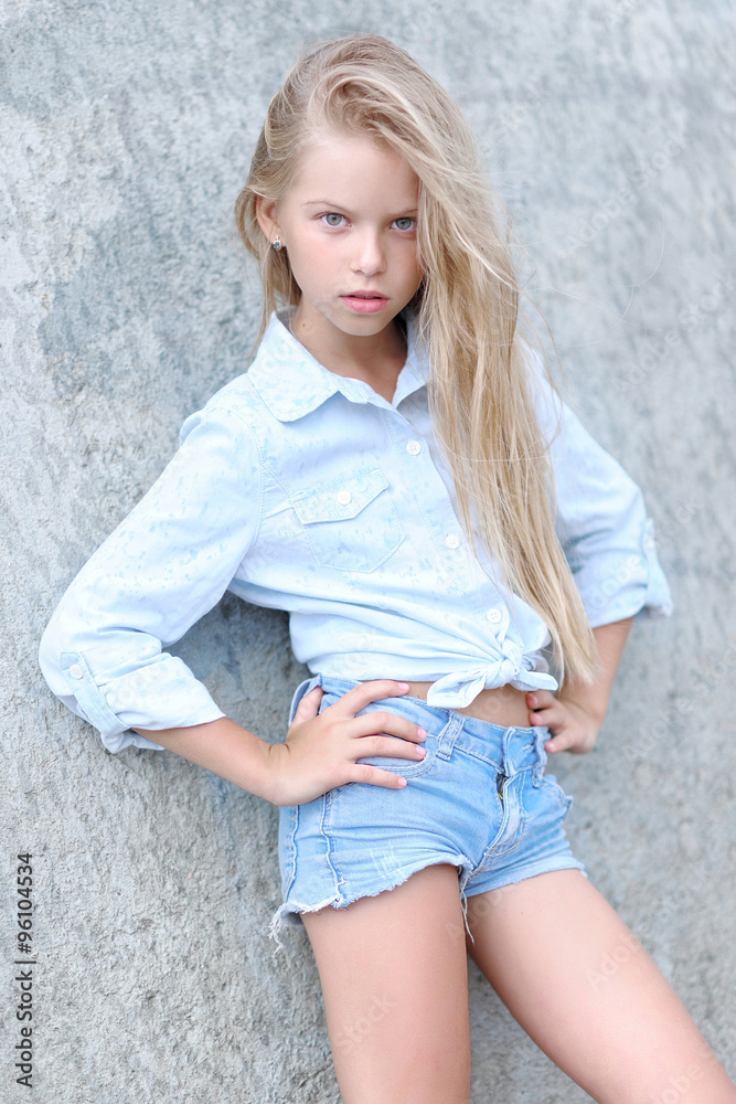portrait of little girl outdoors in summer Stock Photo | Adobe Stock