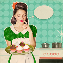 Baking Woman Vintage Poster Free Stock Photo - Public Domain Pictures