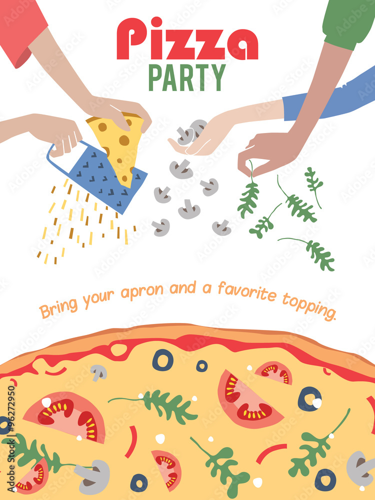 Vector Pizza Party Invitation Poster Flyer. Dinner. Social Event ...