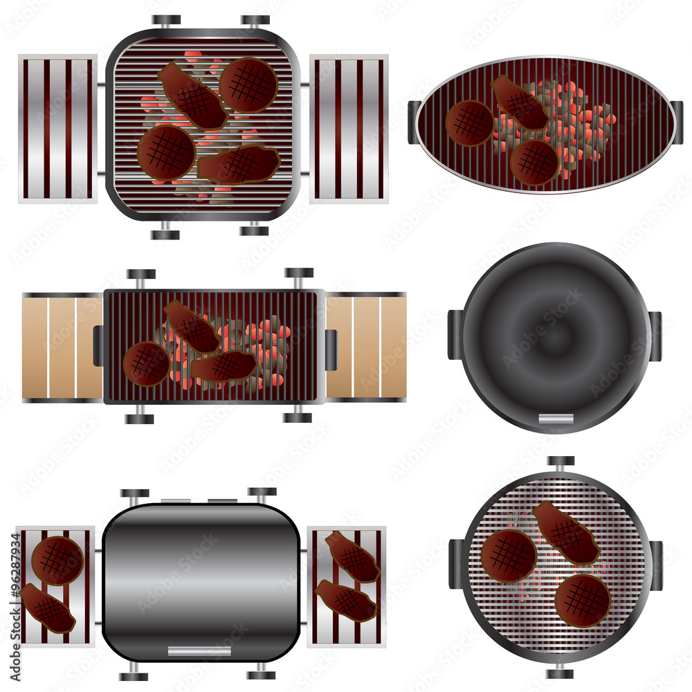 Outdoor furniture , Charcoal Barbecue grill top view set 11 for ...