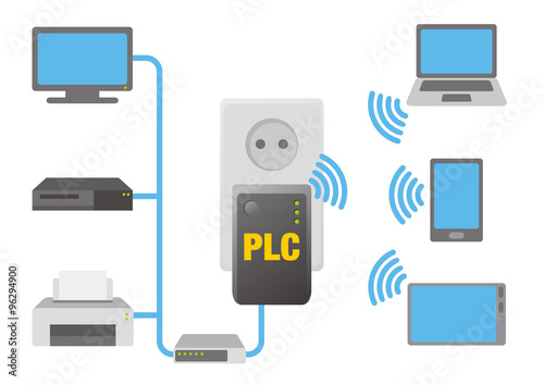PLC(Power Line Communication), image illustration Stock Vector | Adobe ...
