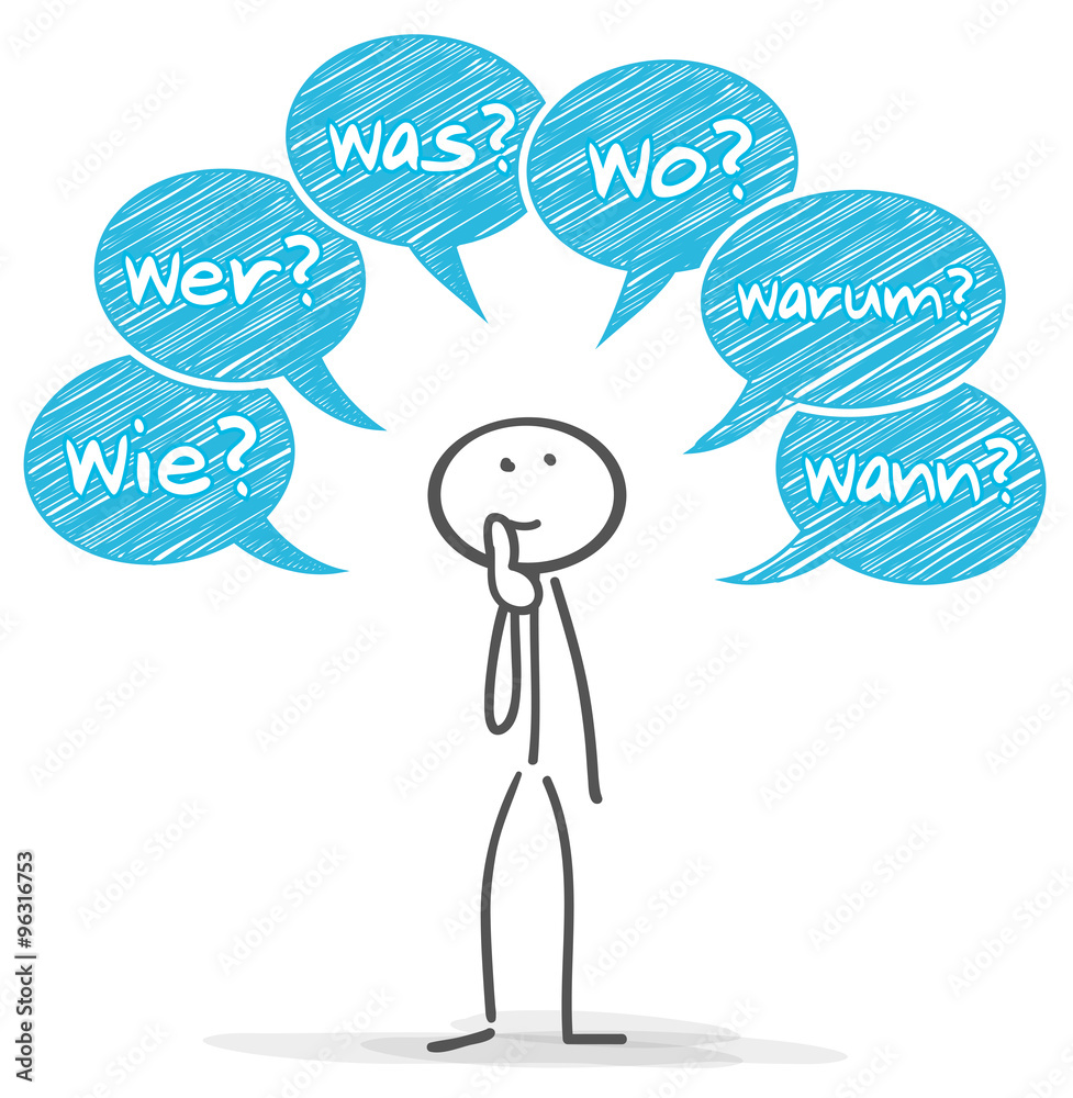 Vector de Stock stickman wie wer was wo warum wann | Adobe Stock