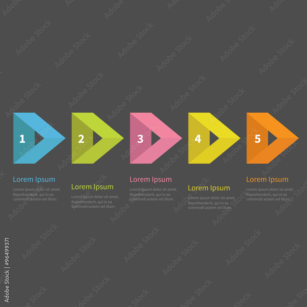 Infographic five step with empty triangle arrow and text. Template ...