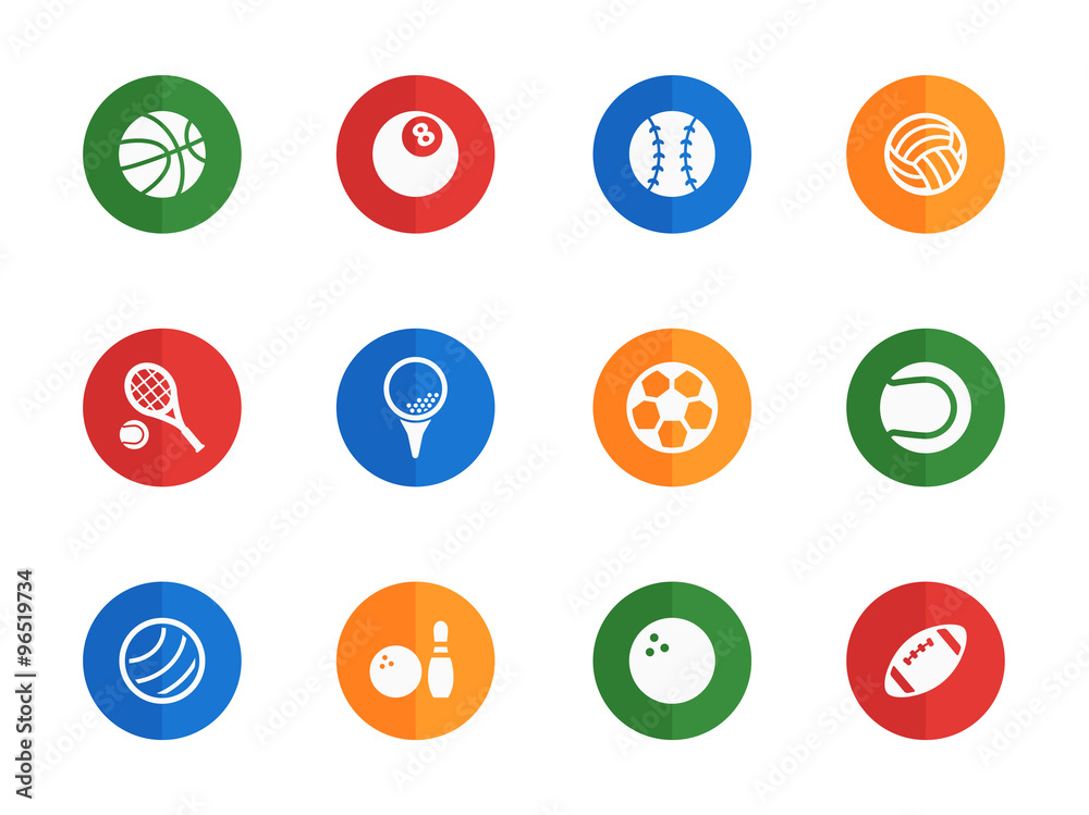 Sport balls simply icons Stock Vector | Adobe Stock
