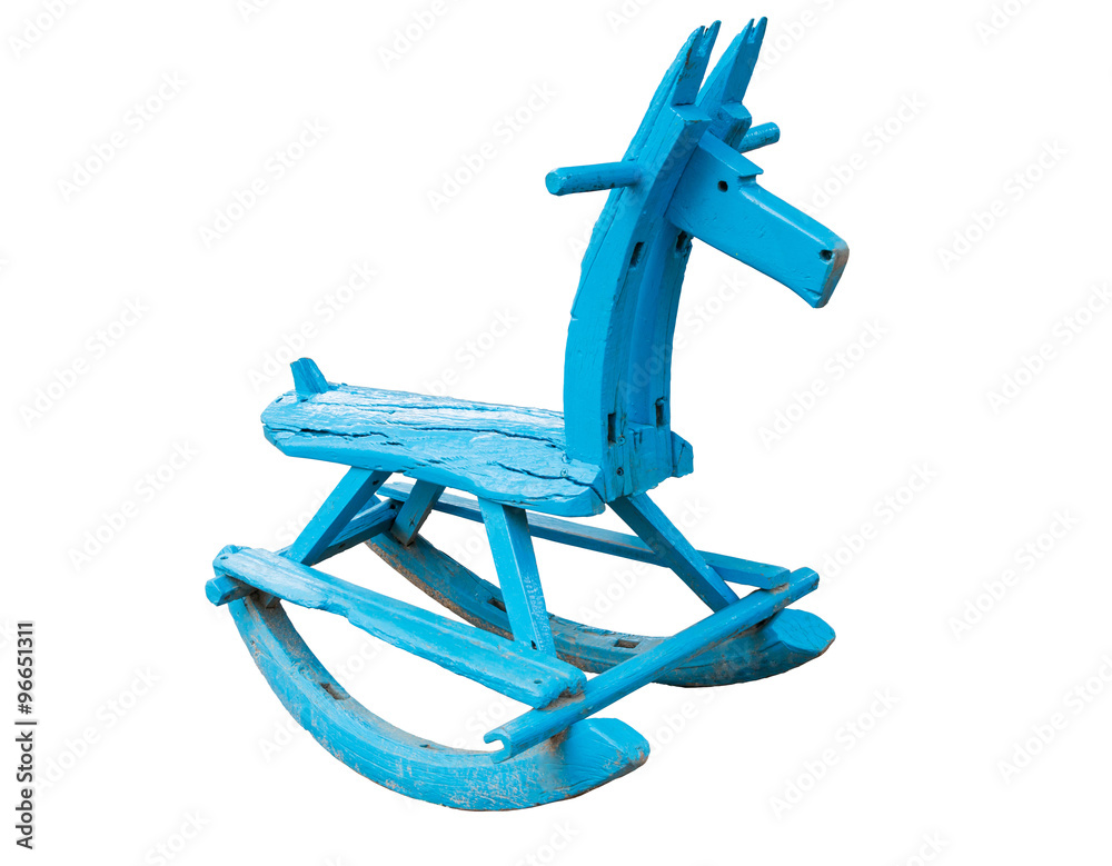 old blue rocking horse Stock Photo | Adobe Stock